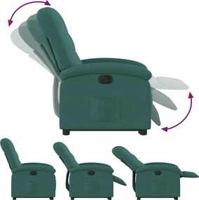 Elektrické zvedací polohovací křeslo tmavě zelené textil 3204122