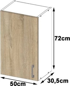 Horní kuchyňská skříňka LIMA W50/720/ bílá / dub sonoma