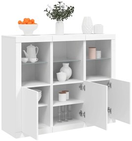 Příborníky s LED osvětlením 3 ks bílé kompozitní dřevo 3209100