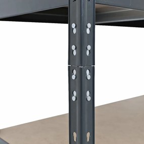 Bezšroubový kovový regál RIVET, 180x150x60 cm, 4x HDF police, antracitová barva