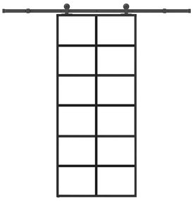 Posuvné dveře s kováním 90x205 cm ESG sklo a hliník 3332843