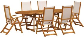 7dílný zahradní jídelní set masivní akáciové dřevo a textilen 3279276