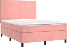 Box spring postel s matrací růžová 140x200 cm samet 3142910