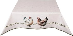 Béžový bavlněný ubrus se slepičkami Barnyard Chicken - 100*100 cm