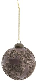 Lila vánoční koule s korálky 4ks - Ø 8 cm