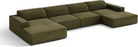 Khaki sametová modulární rohová pohovka (do "U") Jodie – Micadoni