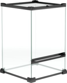 PawHut Skleněný terárium pro plazy Vivarium 12 L Box pro plazy S chladící síťovinou, pro žáby, hady, želvy, 20 x 30 cm, Černé