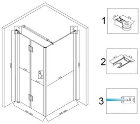 BPS-koupelny Čtvercový sprchový kout HYD-SK1180A 80x80 chrom/transparent - bez vaničky