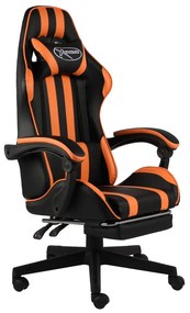 Herní židle s podnožkou černo-oranžová umělá kůže 20532