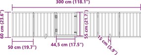 vidaXL Zábrana pro psy s dvířky skládací 6 panelů 300 cm topol [352173] Barva: Přírodní