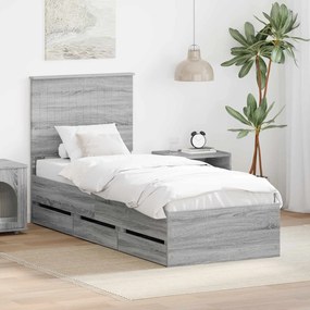 Rám postele s čelo Šedá Sonoma 75 x 190 cm Inženýrské dřevo 3411171