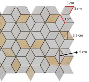 ALFIstyle Kamenná mozaika z mramoru, Diamant bílo-žlutý