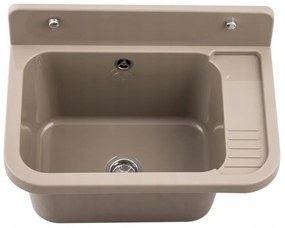 Sink Quality Universe, univerzální plastová výlevka 50x34x31 cm + sifon, 1-komorová, béžová, SKQ-KGK50-B