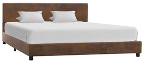 Rám postele hnědý umělá broušená kůže 120 x 200 cm