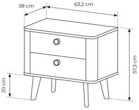 VIKI d | noční stolek 2S | 63,2 cm | dub barista