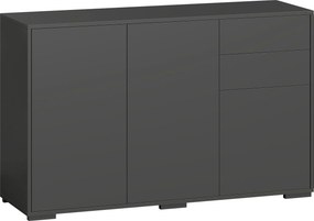HOMCOM komoda, 2 vysouvací zásuvky a 3 dveře, nastavitelné police, dřevotříska E1, 117 x 36 x 74 cm, černá | Aosom