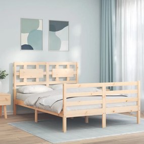 Rám postele s čelem 120 x 200 cm masivní dřevo,  3194436