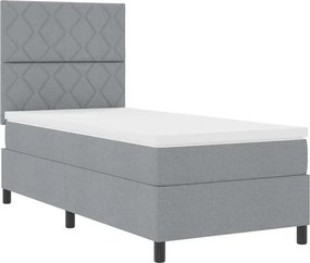 Postel s boxspringem s čelo Světle šedá 90 x 190 cm textil 3339427