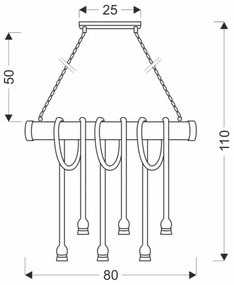 Lustr na řetězu VINT 6xE27/40W/230V bambus