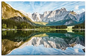 Obraz na plátně - Alpské štíty odrážející se v klidném jezeře 1157A (75x50 cm)