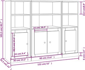 Příborníky 3 ks betonově šedé kompozitní dřevo 3185307