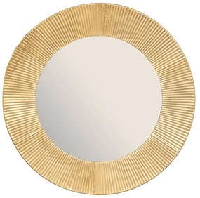 Kulaté zrcadlo Milda ve zlatém kovovém rámu, Ø 90 cm