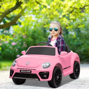 Dětské elektrické auto AIYAPLAY 12V Volkswagen Beetle s dálkovým ovládáním 2.4G, hudbou, klaksonem, elektrické vozidlo s LED světly, USB/MP3 připojen…