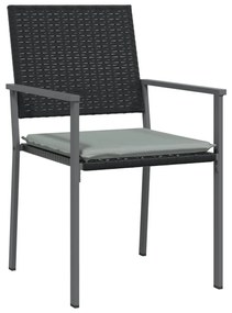 Zahradní židle s poduškami 6 ks černé 54x62,5x89 cm polyratan,  3187082