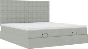 Osmanský rám postele s matracíes světle šedá 200x200cm samet 3314663