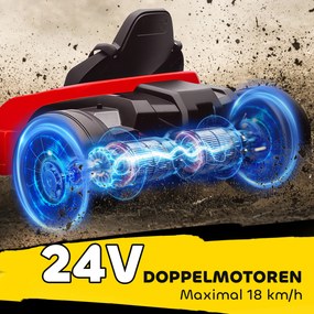 AIYAPLAY 24 V elektrické Go-Kart pro děti do 18 km/h, Gokart s drift funkcí, drift-kart s 2 motory, nastavitelná sedačka, červená