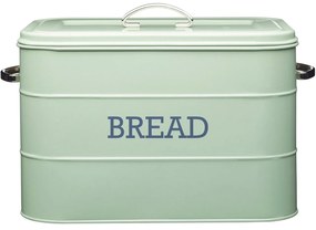 Kitchen Craft Kovový box na pečivo Bread Sage green, zelená barva, kov