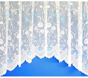 Hotová oblouková žakárová záclona Motýl modrý/ vzor 7514, 180x320cm