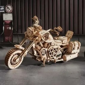 RoboTime 3D dřevěné mechanické puzzle Motorka (cruiser) / od 14 let /