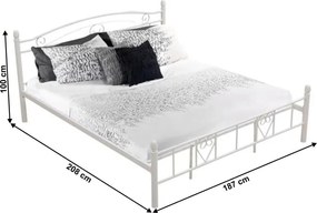 Postel kovová s lamelovým roštem, 180x200, bílá, BRITA NEW Kondela 0000352192