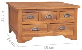 Konferenční stolek s vyklápěcí deskou 65x64x35 cm masivní teak,  332853