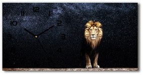 Wallmuralia Skleněné hodiny na stěnu Lev na pozadí hvězd 60x30 cm