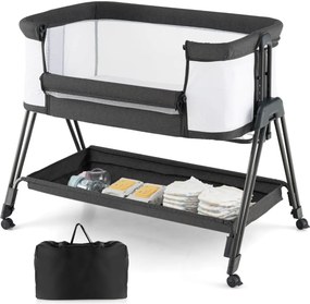 Costway Baby Co-Sleeper Skládací přenosná dětská postel tmavě