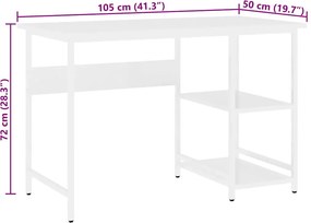 PC stůl bílý 105 x 50 x 72 cm MDF a kov 20551