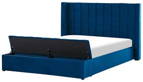 Sametová postel s úložným prostorem 180 x 200 cm modrá NOYERS Beliani