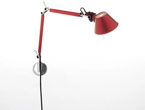 Artemide A010910+A025150 Tolomeo Micro Parete Halo, designové nástěnné svítidlo s vypínačem, 1x60W E14, červená metalíza, max. 74cm