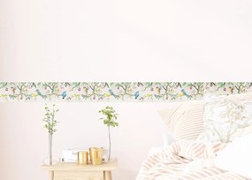 Samolepící bordura na zeď Béžoví Jarní Ptáci | 5 m x 13.8 cm | DWB8499