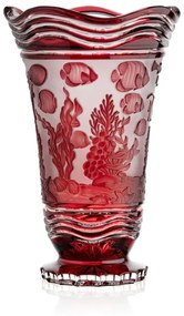 Bohemia Crystal Ručně broušená váza Ocean Rubín 305mm
