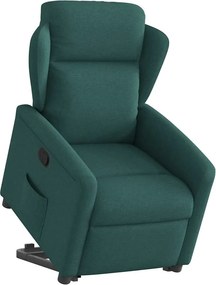 Zvedací polohovací křeslo tmavě zelené textil 3303140