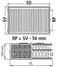 Kermi Therm X2 Profil-kompakt deskový radiátor 33 400 / 1200 FK0330412