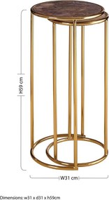 Kulaté odkládací stolky v sadě 2 ks s deskou z kamene ø 31 cm Vita – Premier Housewares