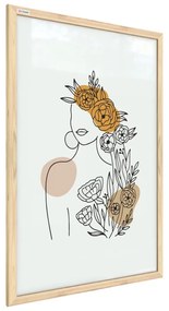 Allboards,Magnetický obraz- portrét ženy v květinách č.3 60x40cm v přírodním dřevěném rámu,TM64D_00065