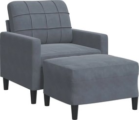 Křeslo s podnožkou tmavě šedé 60 cm samet 3278258