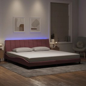 Rám postele s LED osvětlením bez matrace Hanko růžový 200 x 200 cm samet 3213804