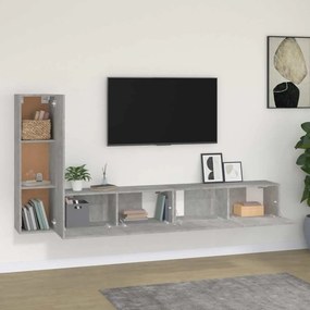 3dílný set TV skříněk betonově šedý kompozitní dřevo 3114321