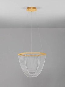 Hliníkové LED stmívatelné závěsné svítidlo ve zlaté barvě se stínidlem z akrylového skla ø 52 cm Valentin – Nova Luce
